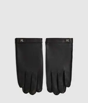 Karl Lagerfeld K/monogram Leather Gloves - Black