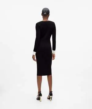 Karl Lagerfeld Knit Midi Dress With Signature Button Detail