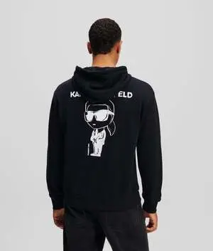 Karl Lagerfeld Ikon Hoodie With Embroidered Motif - Black