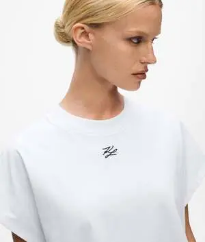 Karl Lagerfeld Autograph Embroidered Organic Cotton T-shirt - White
