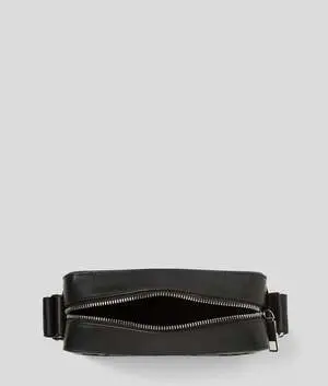 Karl Lagerfeld K/loom Embossed Monogram Leather Camera Bag - Black