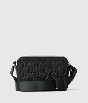 Karl Lagerfeld K/loom Embossed Monogram Leather Camera Bag - Black