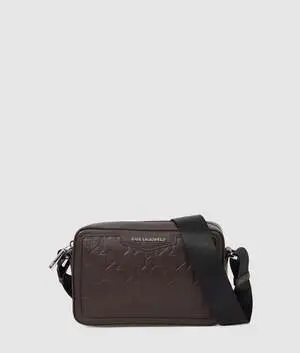 Karl Lagerfeld K/loom Embossed Monogram Leather Camera Bag - Fudge