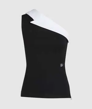 Karl Lagerfeld Asymmetric Lapel One-shoulder Top