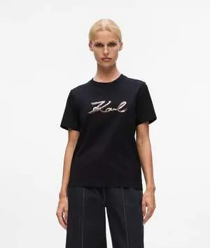 Karl Lagerfeld Sequin Signature T-shirt - Black