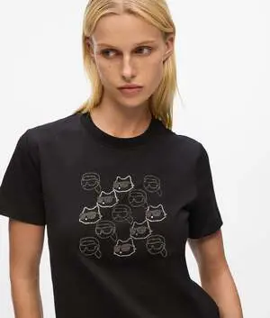 Karl Lagerfeld Ikon Rhinestone T-shirt - Black