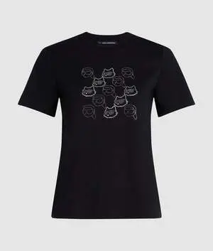 Karl Lagerfeld Ikon Rhinestone T-shirt - Black