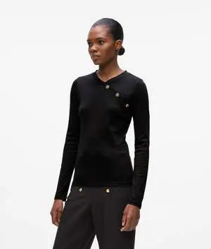 Karl Lagerfeld Long-sleeved T-shirt With Gold Logo Buttons