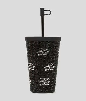 Karl Lagerfeld Rhinestone Autograph To-go Cup - Glitter Black