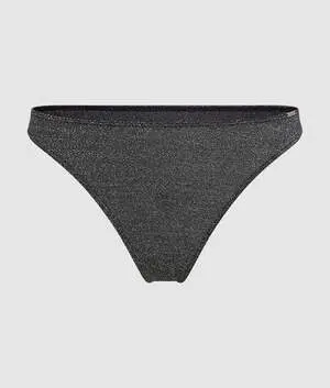 Karl Lagerfeld Signature Metallic Thong - Black
