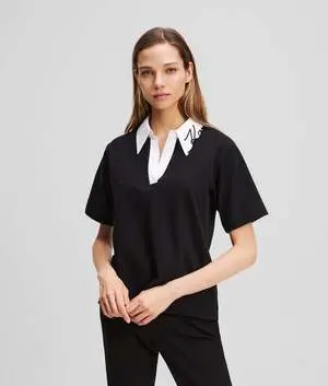 Karl Lagerfeld Signature Polo Shirt - Black