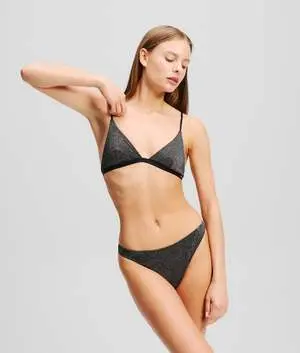 Karl Lagerfeld Signature Metallic Bralette - Black