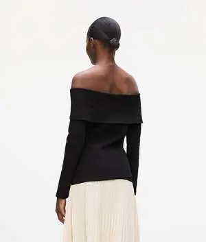 Karl Lagerfeld Off-shoulder Sweatshirt With Embroidered Logo