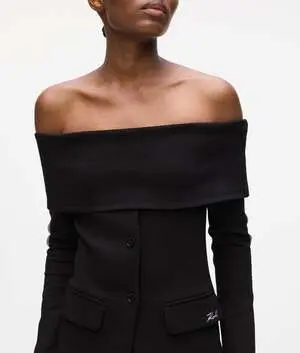 Karl Lagerfeld Off-shoulder Sweatshirt With Embroidered Logo