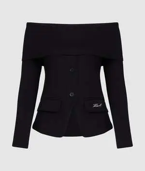 Karl Lagerfeld Off-shoulder Sweatshirt With Embroidered Logo