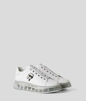 Karl Lagerfeld White Leather Ikon Nft Kapri Kushion Trainers With Platform Sole - White/silver