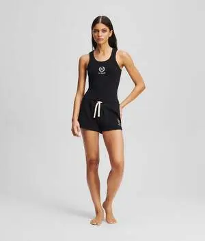 Karl Lagerfeld Sleeveless Racerback Tank Top With Embroidered Crest