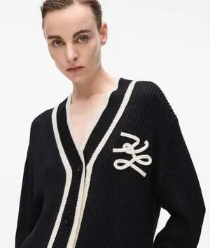 Karl Lagerfeld Wool Blend Rib-knit Autograph Cardigan