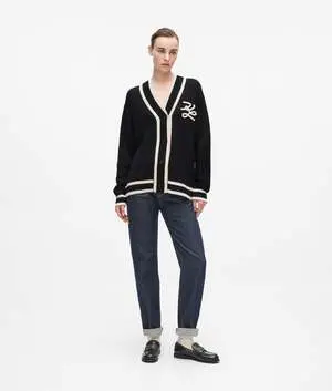 Karl Lagerfeld Wool Blend Rib-knit Autograph Cardigan