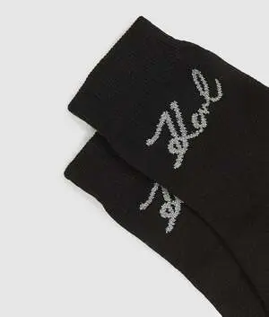 Karl Lagerfeld Signature Embroidery Crew Socks – 3-pack - Black