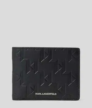 Karl Lagerfeld K/loom Leather Bi-fold Wallet - Black
