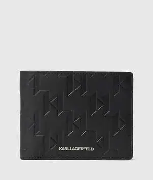 Karl Lagerfeld K/loom Leather Bi-fold Wallet - Black