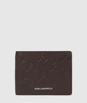 Karl Lagerfeld K/loom Leather Bi-fold Wallet - Fudge
