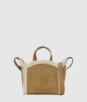 Karl Lagerfeld K/circle Small Shearling Tote Bag - Caramel
