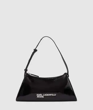 KL JEANS Logo Geo Shiny Shoulder Bag - Black
