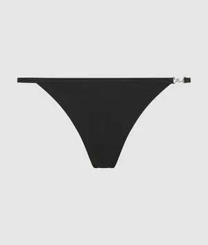 Karl Lagerfeld Signature High-leg Thong - Black