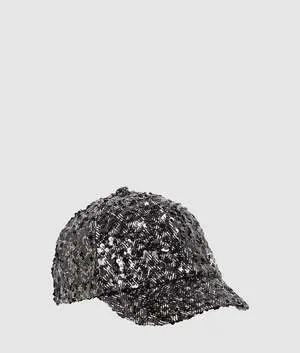 Karl Lagerfeld Sequin Baseball Cap - Herringbone Sequins