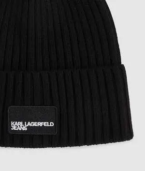 KL JEANS Jeans Logo Patch Ribbed Beanie