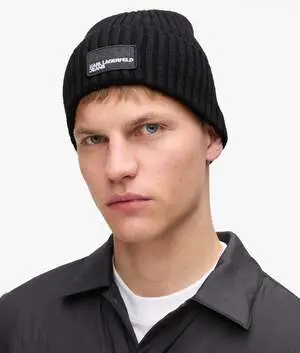 KL JEANS Jeans Logo Patch Ribbed Beanie