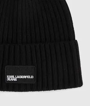 KL JEANS Jeans Logo Patch Ribbed Beanie
