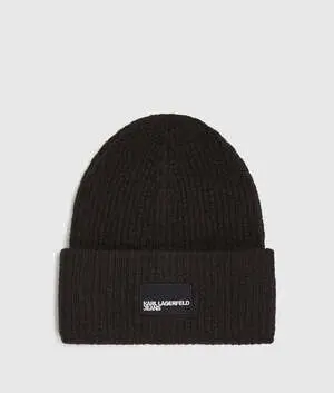 KL JEANS Jeans Logo Patch Long Beanie - Black