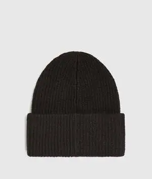 KL JEANS Logo Patch Long Beanie - Black