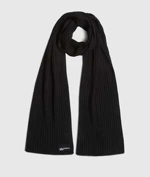 KL JEANS Rib-knit Logo Patch Scarf - Black