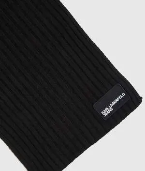 KL JEANS Rib-knit Logo Patch Scarf - Black