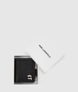 Karl Lagerfeld Ikon Pebble Small Bi-fold Wallet - Black