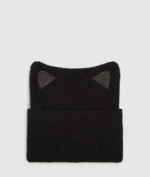 Karl Lagerfeld Choupette Beanie With Studded Cat Ears - Black