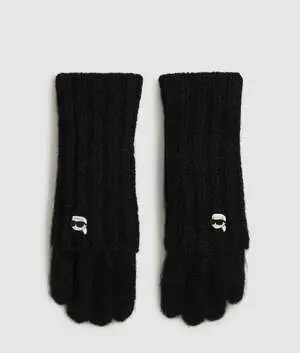 Karl Lagerfeld Ikon Knit Gloves - Black
