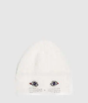 Karl Lagerfeld Ikon Choupette Fluffy Beanie - White