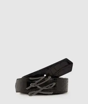 Karl Lagerfeld K/autograph Croc-effect Belt - Black