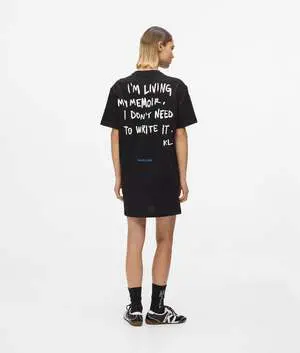 KL JEANS Jeans Organic Cotton Quote T-shirt Dress - Black