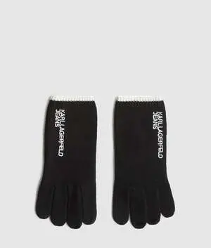 KL JEANS Jeans Logo Knitted Gloves - Black