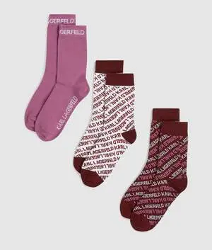 Karl Lagerfeld Set Of Three All-over Logo Socks - Multi