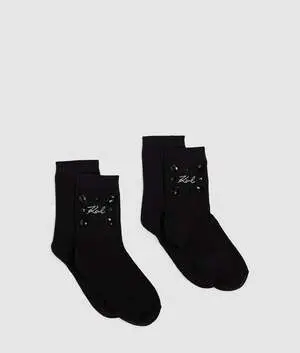 Karl Lagerfeld Signature Gemstone Socks 2 Pack