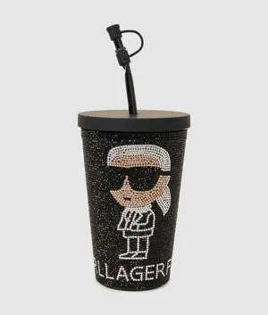 Karl Lagerfeld Ikon Rhinestone To-go Cup - Black