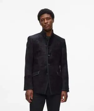 Karl Lagerfeld High Stand Collar Blazer - Black