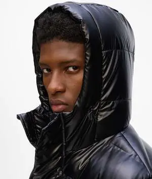 Karl Lagerfeld Glossy Puffer Jacket With Hood